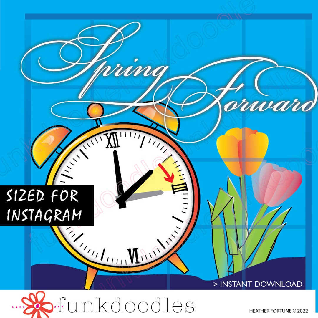 Daylight Savings Time Begins Clip Art for Instagram; Hand Drawn Doodle ...