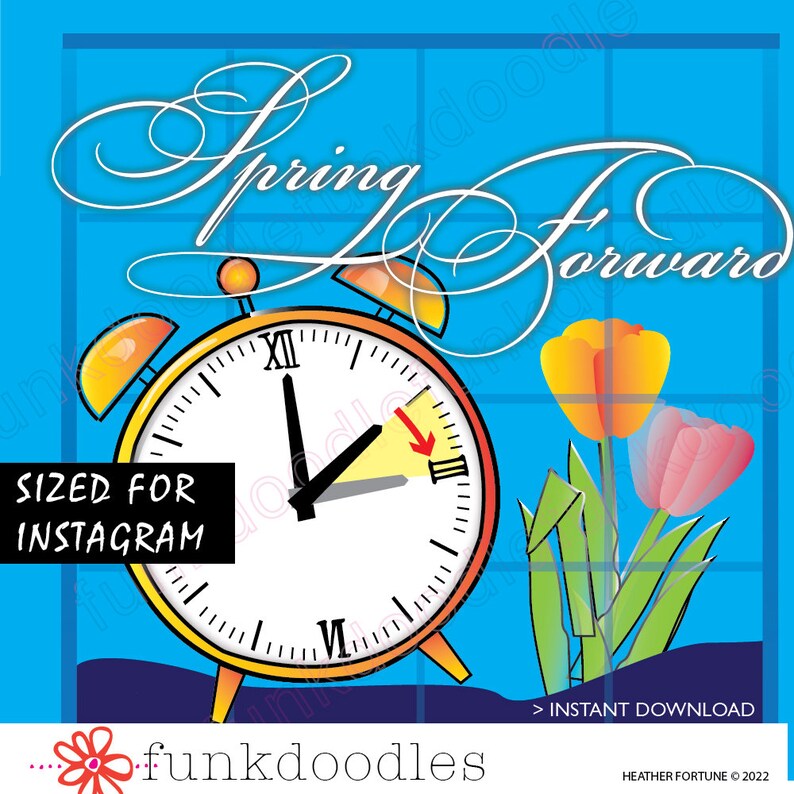 Daylight Savings Time Begins Clip Art for Instagram; Hand Drawn Doodle ...