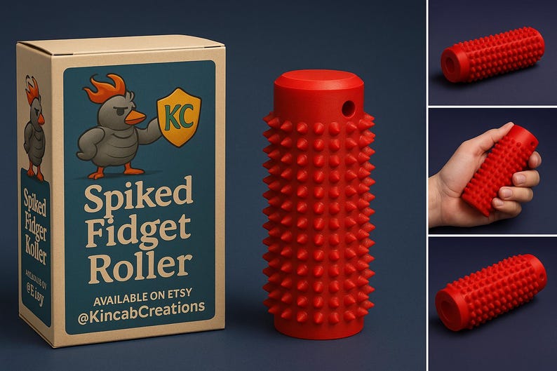 Spiked Fidget Roller | 3D Printed Sensory Toy for Stress, Gaming ...