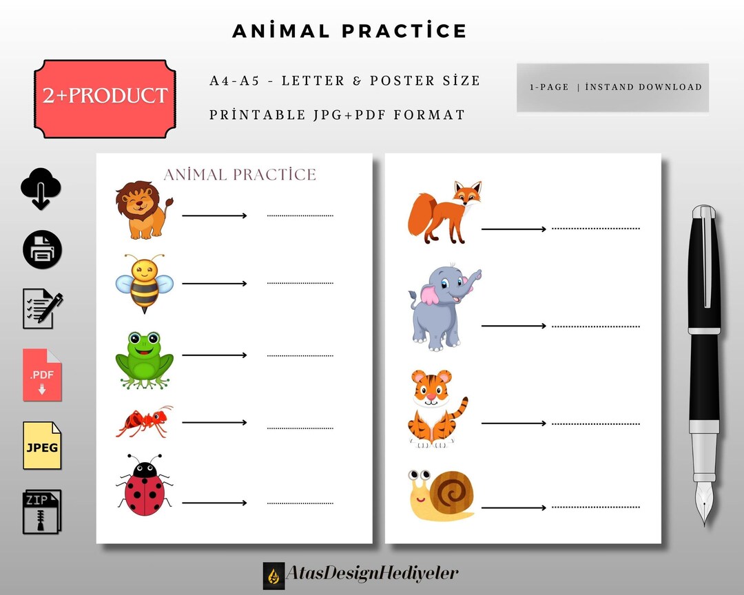 Animal Practice Practice Sheets Practice Drawing animal Alphabet ...