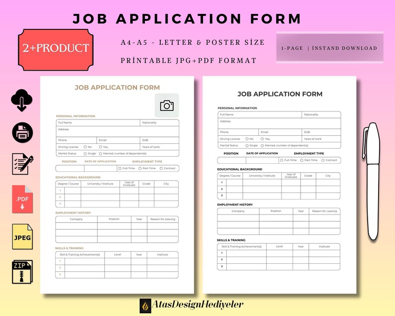 Job Application Form Job Application Job Template Business Form ...