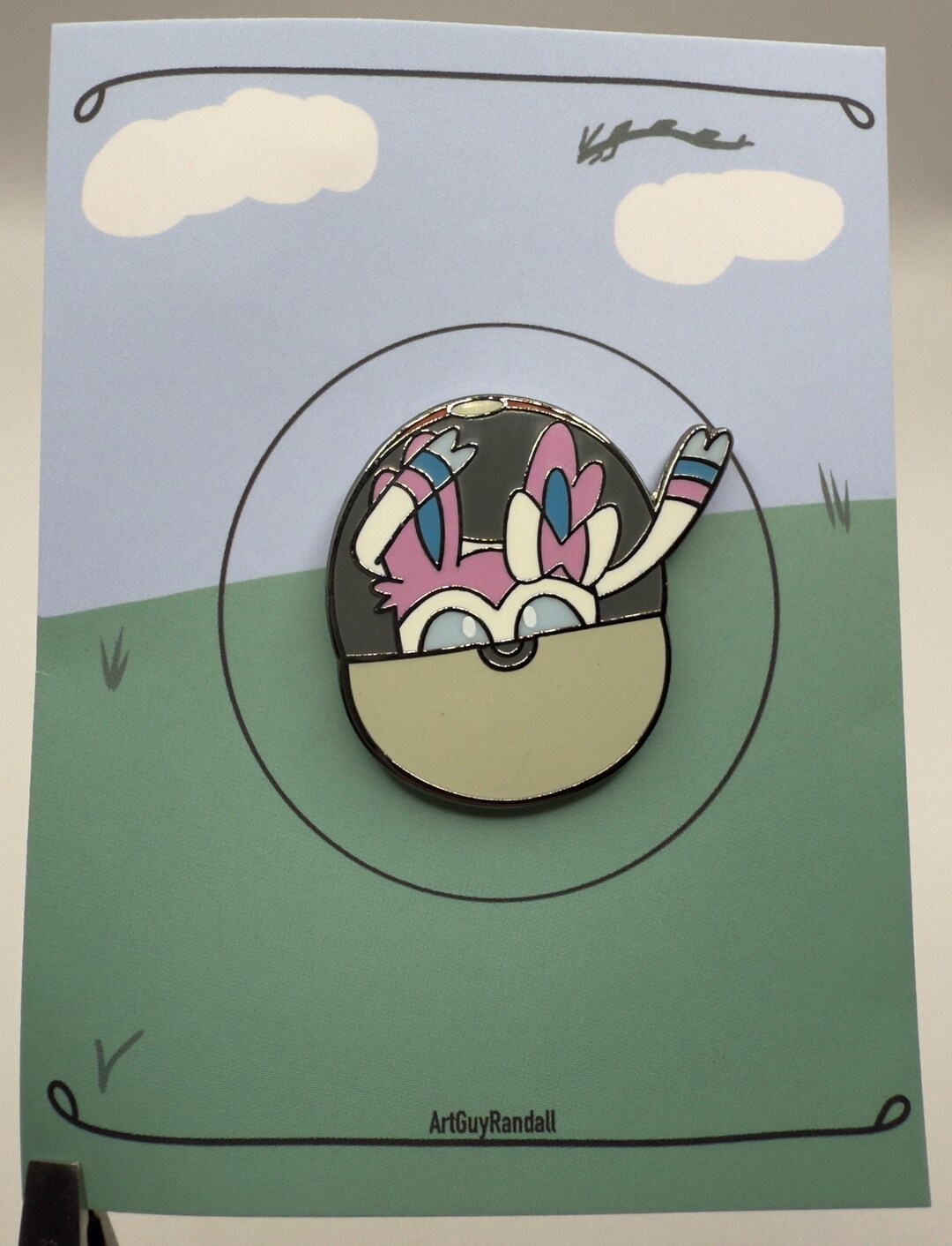 Sylveon Peeking Out of Pokeball Hard Enamel Pin - Etsy