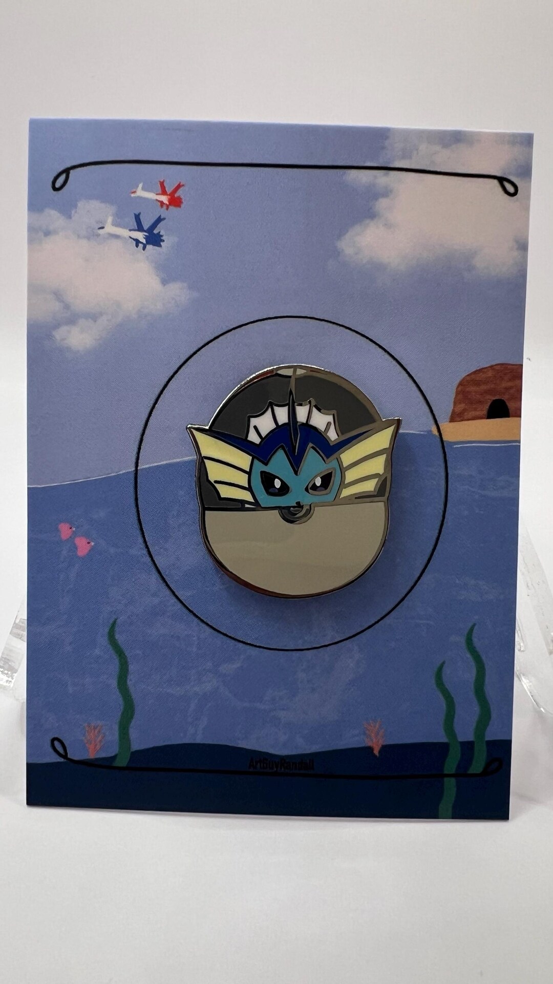 Vaporeon Peeking Out of Pokeball Hard Enamel Pin - Etsy