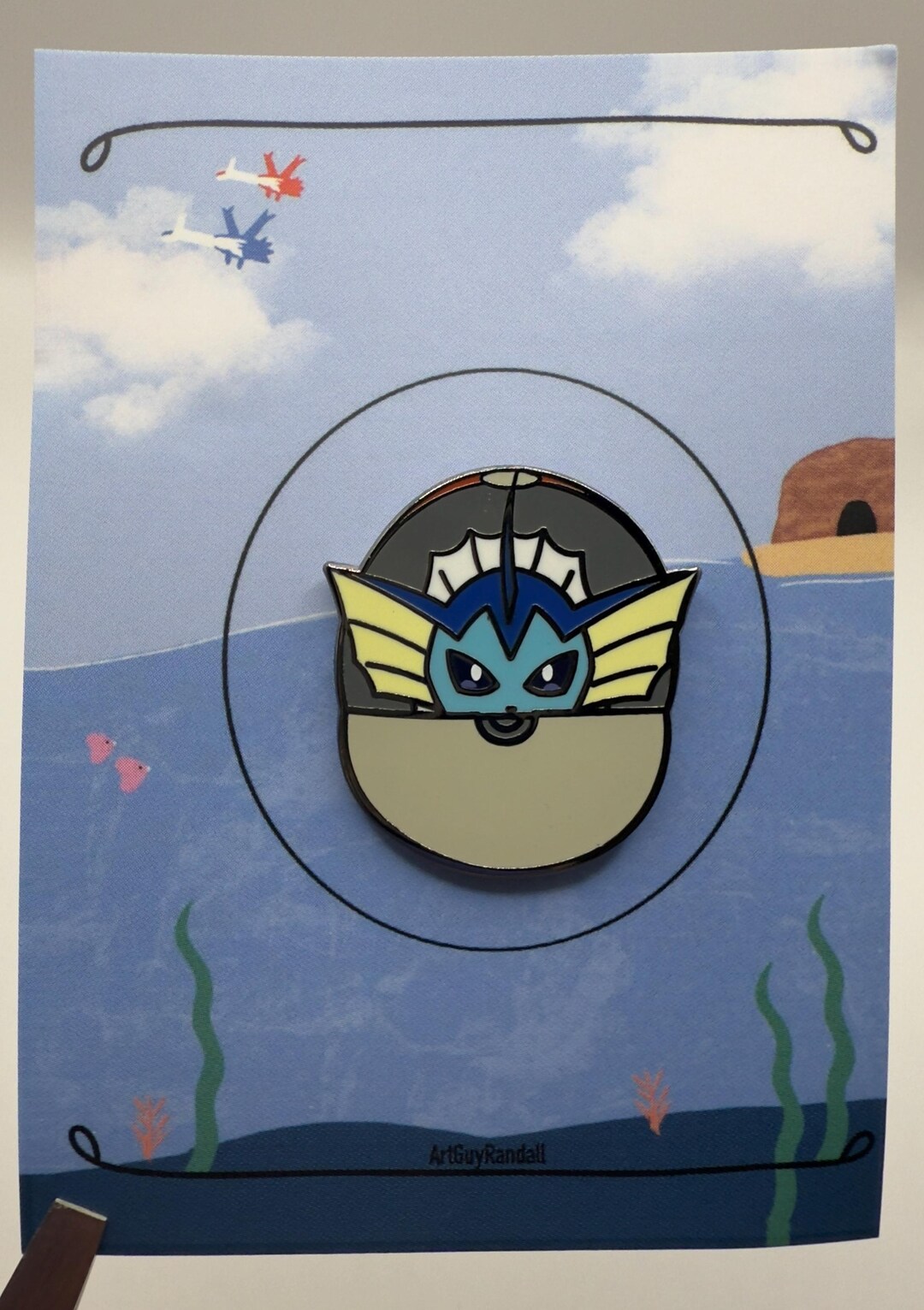 Vaporeon Peeking Out of Pokeball Hard Enamel Pin - Etsy