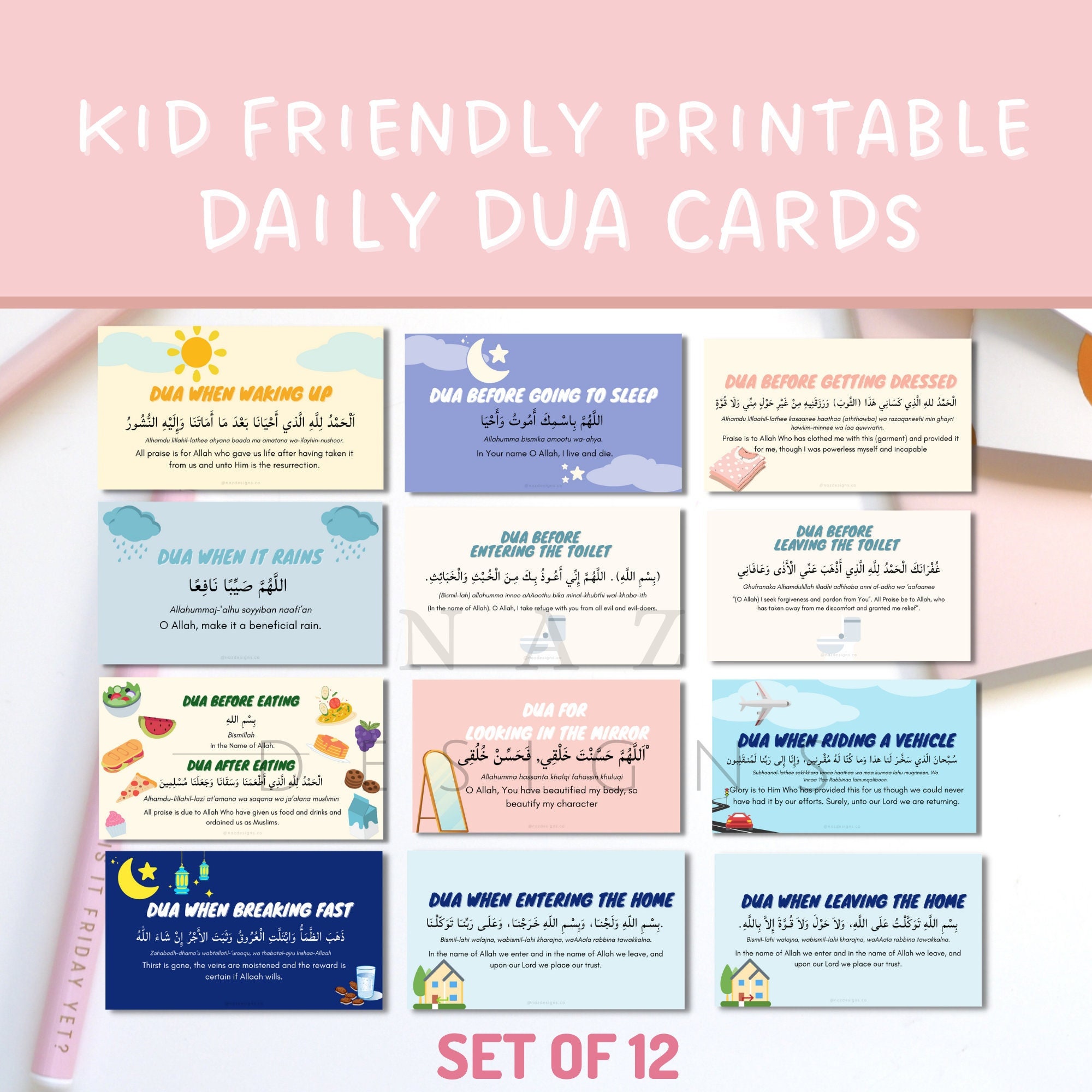 Dua Cards for Kids Islamic Duaa Cards Printable Dua Cards | Etsy