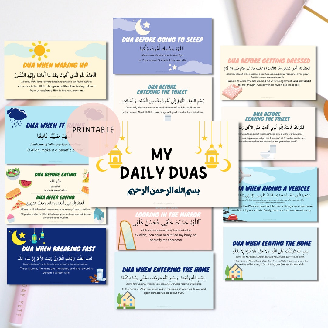 Childrens Daily Dua Cards, Daily Duas, Dua Islam, Islamic Gifts for ...