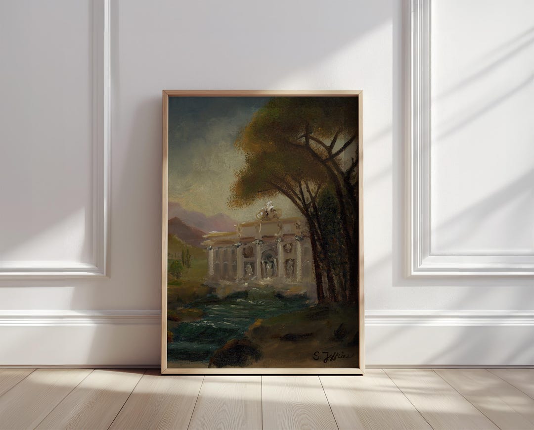 Trevi Fountain Oil Painting, Italian Landscape Art (digital Download ...