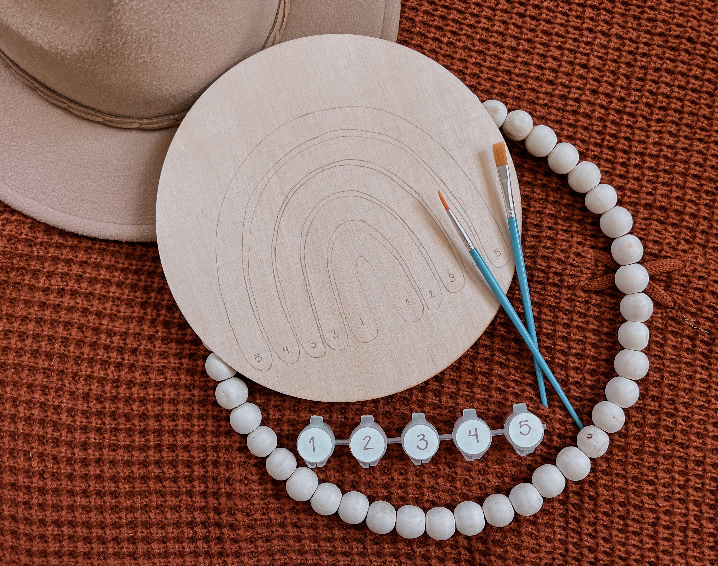 Paint by Number Kit BOHO RAINBOW Craft Gift Wood Paint and - Etsy