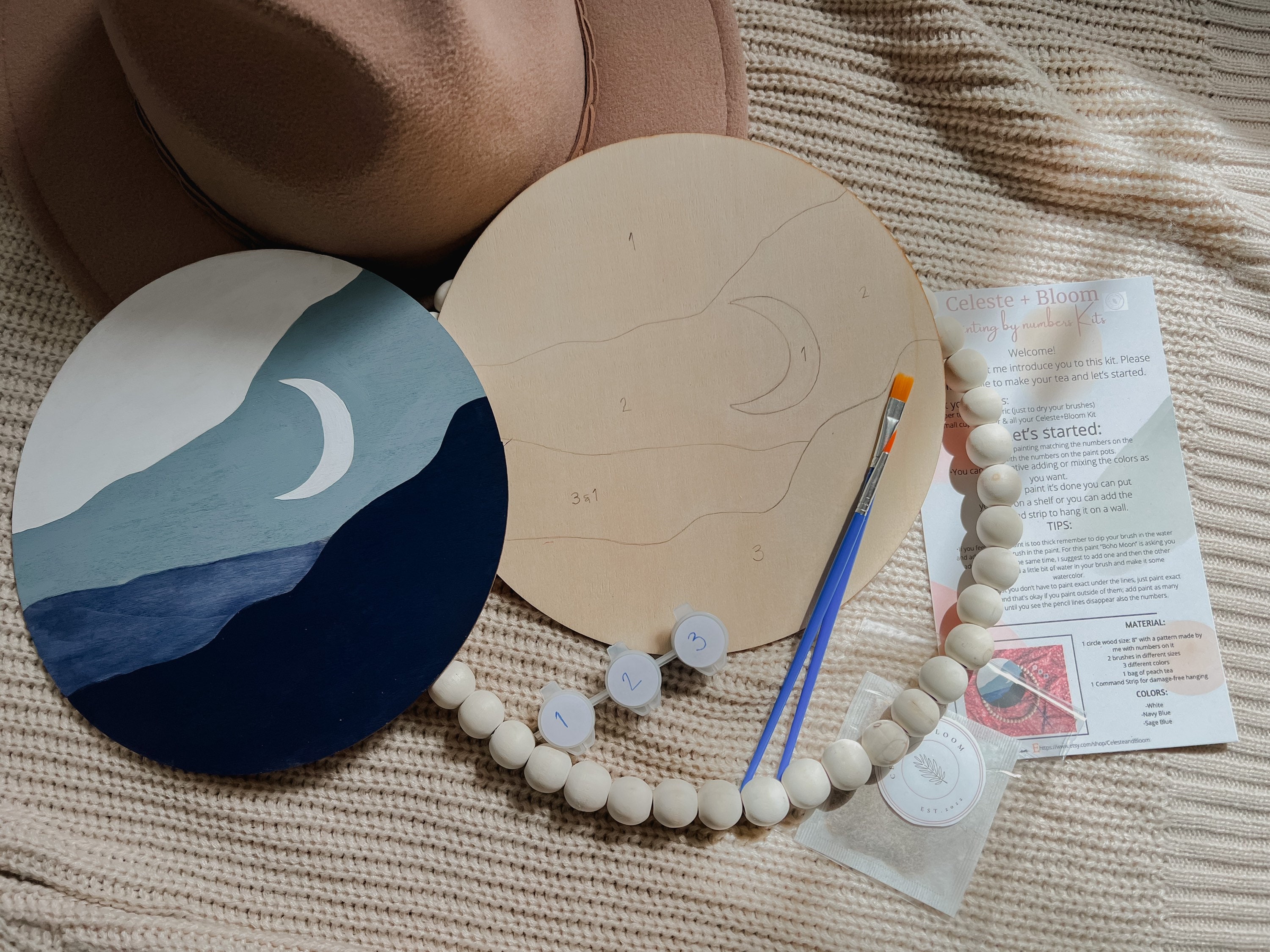 Paint by Number Kit, BOHO MOON, Easy DIY Beginners Acrylic Painting Kit ...