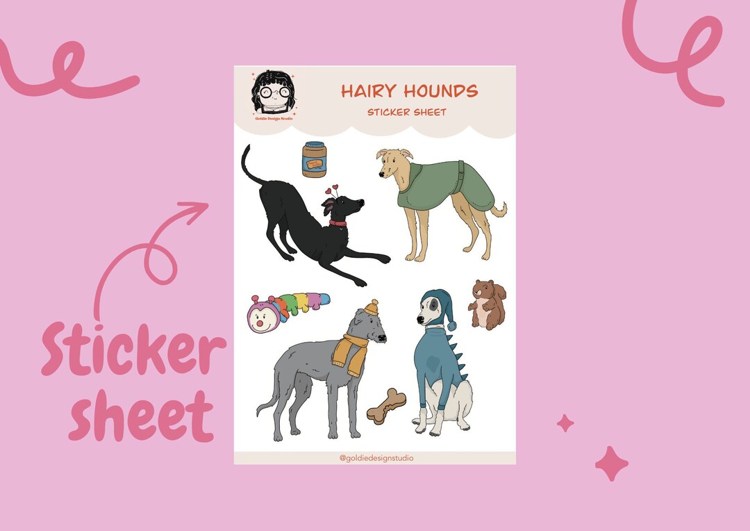 Long Haired Hounds Sticker Sheet! A5 Sighthound Greyhound Whippet ...