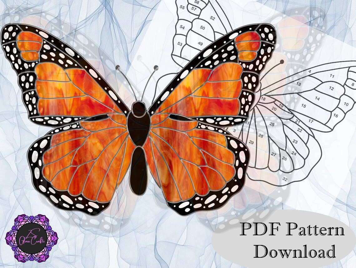 PATTERN- Monarch Butterfly- PDF Digital Download- Stained Glass ...