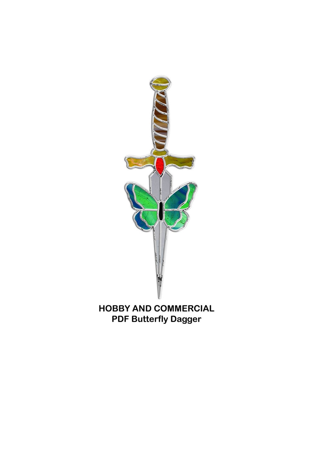 PATTERN - Butterfly Dagger Stained Glass Pattern - PDF - Digital ...