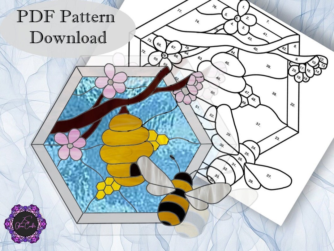 PATTERN- Cherry Blossom Honey Bee Tree- PDF- Digital Download- Stained ...