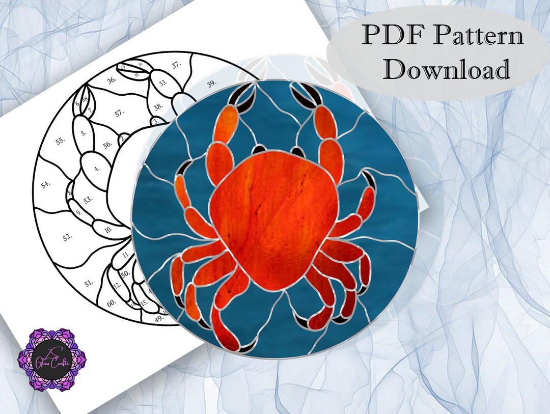 Stained Glass Pattern- Crab- Under the Sea- Sea Creature-crustacean ...
