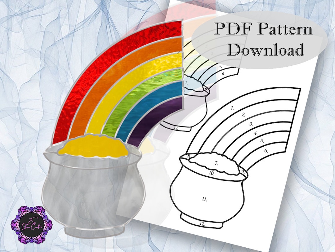 Stained Glass Pattern- Pot of Gold at the End of the Rainbow- PDF ...