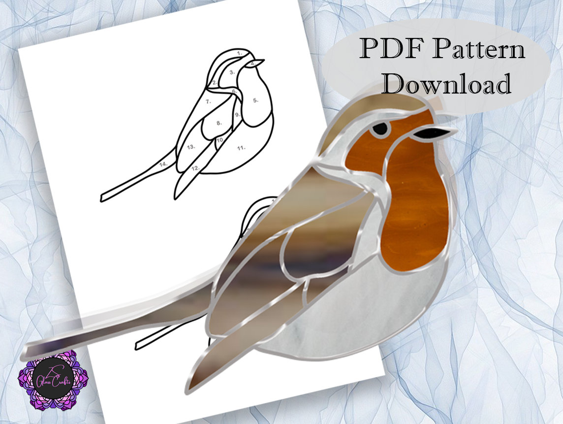 Stained Glass Pattern- Robin Red Breast- PDF- Digital Download- Birds ...