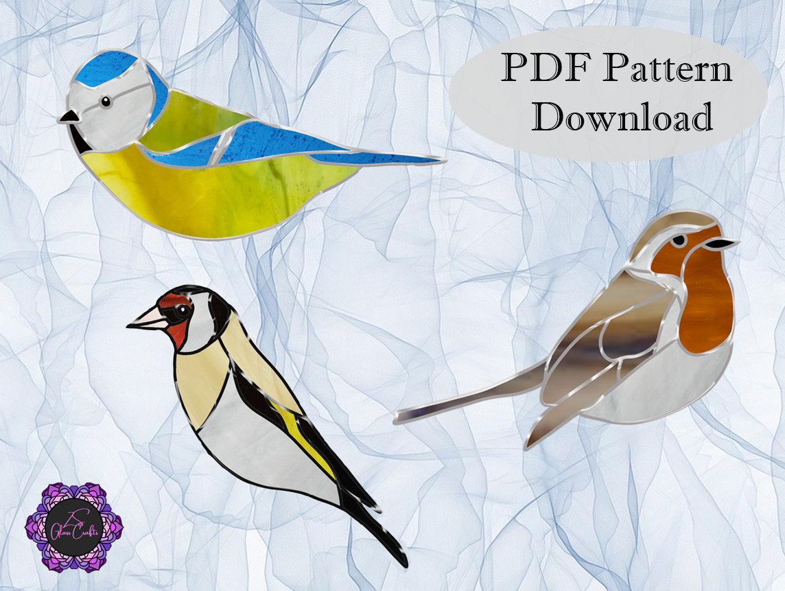Stained Glass Pattern - Pack- Birds- Nature- Animals- PDF- Digital ...