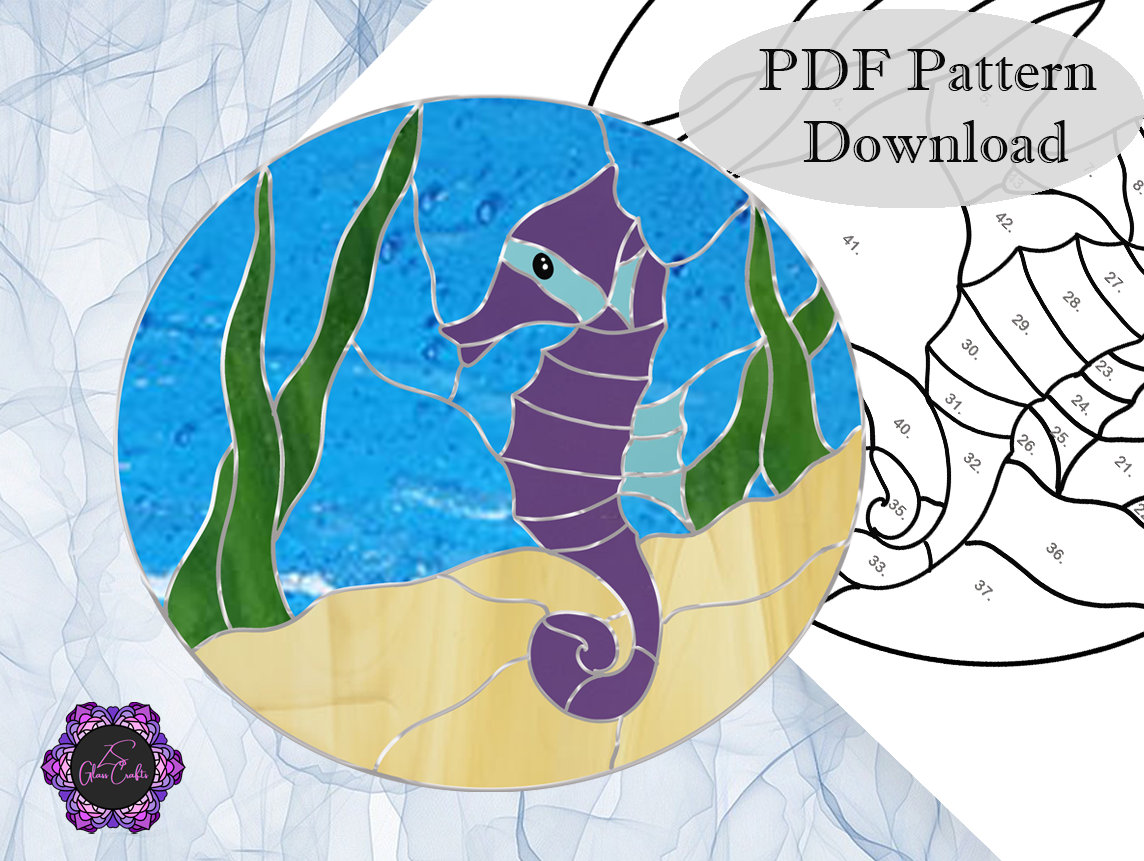 Stained Glass Pattern- Seahorse- Under the Sea- Sea Creature- PDF ...