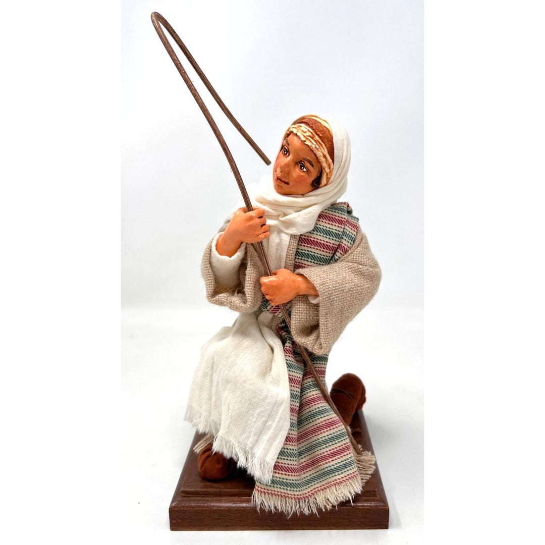 Simpich Shepherd Boy Character Doll Nativity 1993 Hand Made Kneeling ...