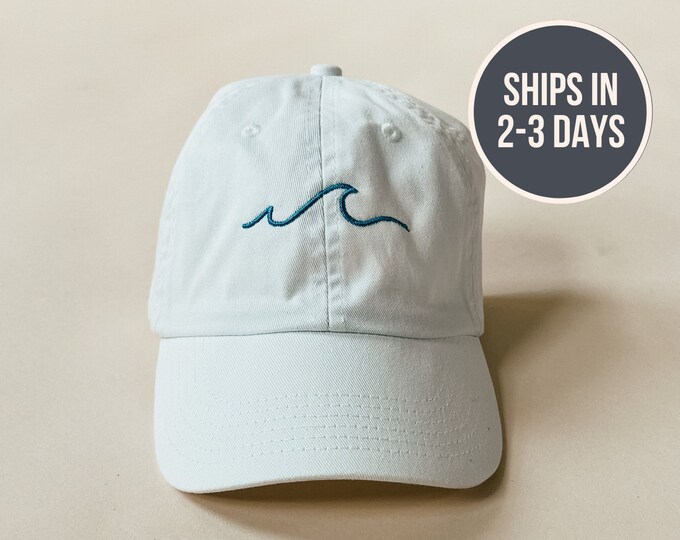 Embroidered Beach Wave Blue White Hat Ocean Wave Blue White - Etsy
