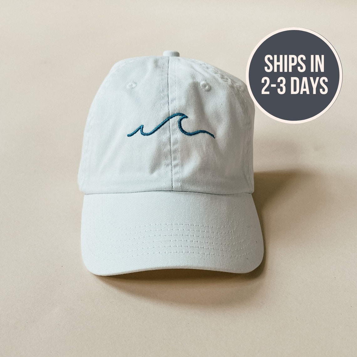 Embroidered Beach Wave Blue White Hat Ocean Wave Blue White - Etsy