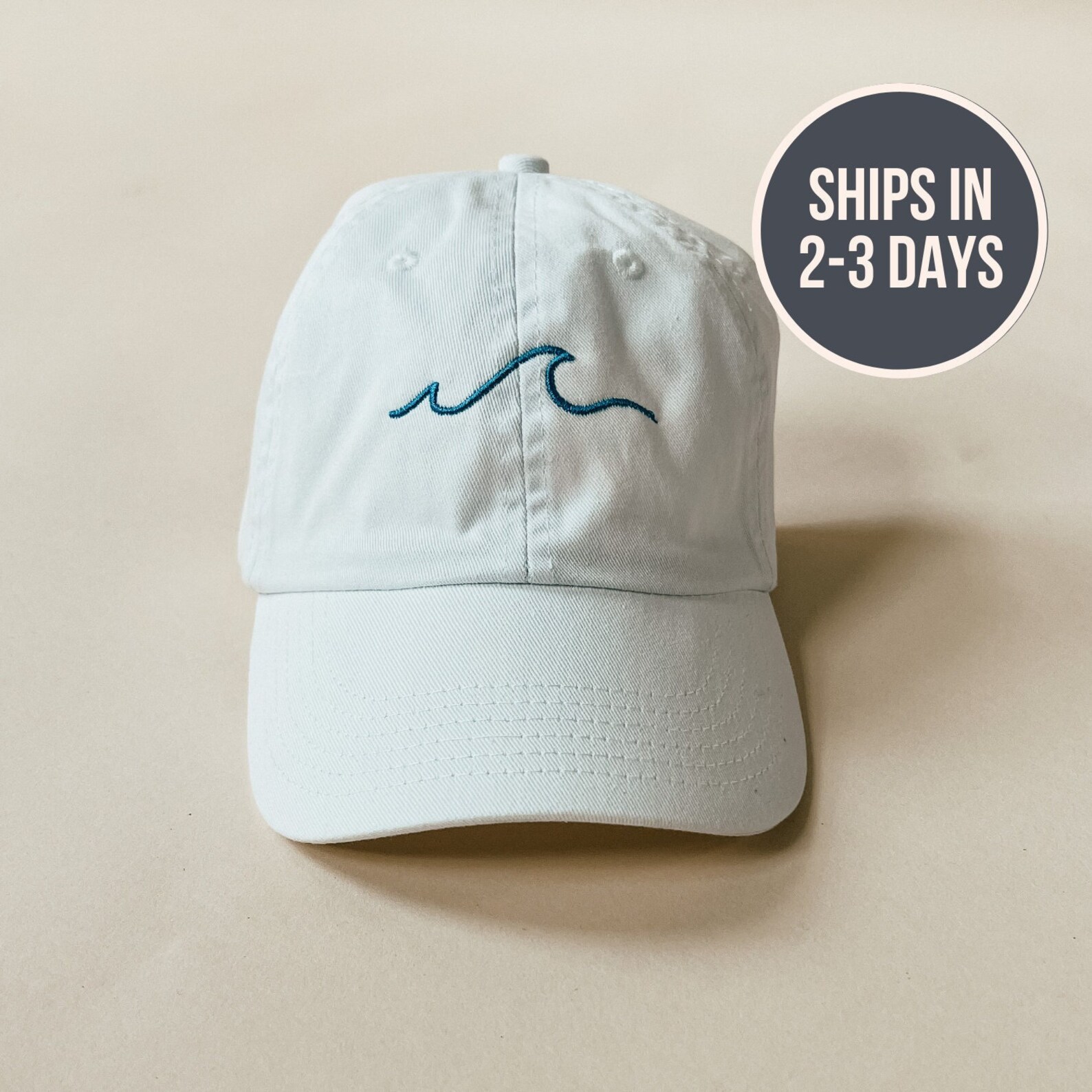 Embroidered Beach Wave Blue White Hat Ocean Wave Blue White - Etsy