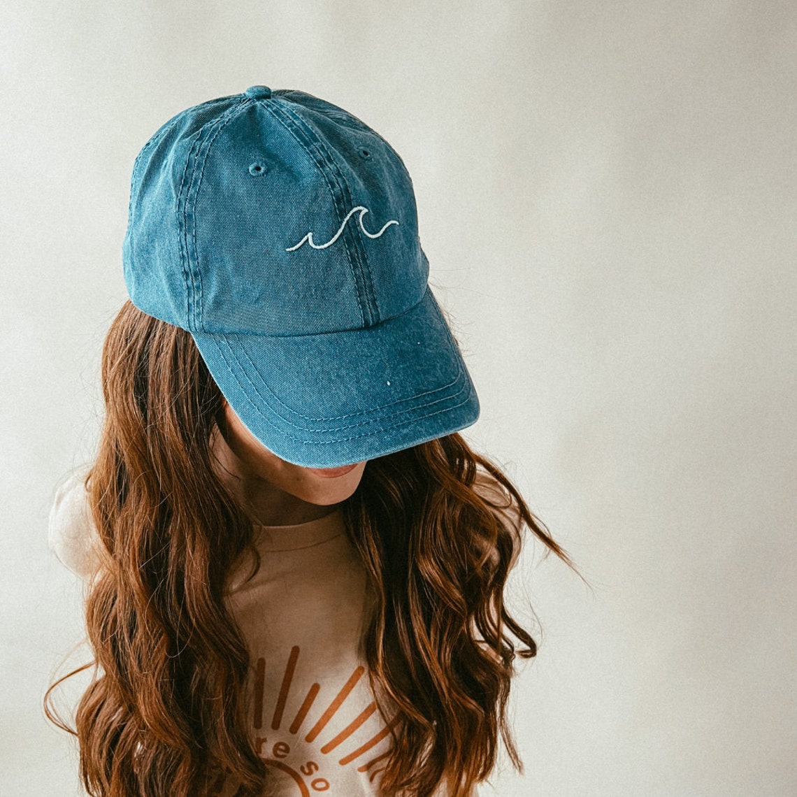 Embroidered Beach Wave Blue White Hat Ocean Wave Blue White - Etsy