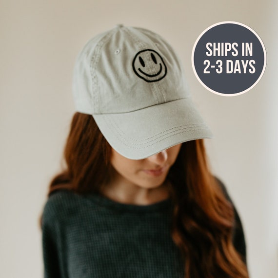 Smiley Face Embroidered Hat Happy Face Hat 90s Baseball Hat | Etsy