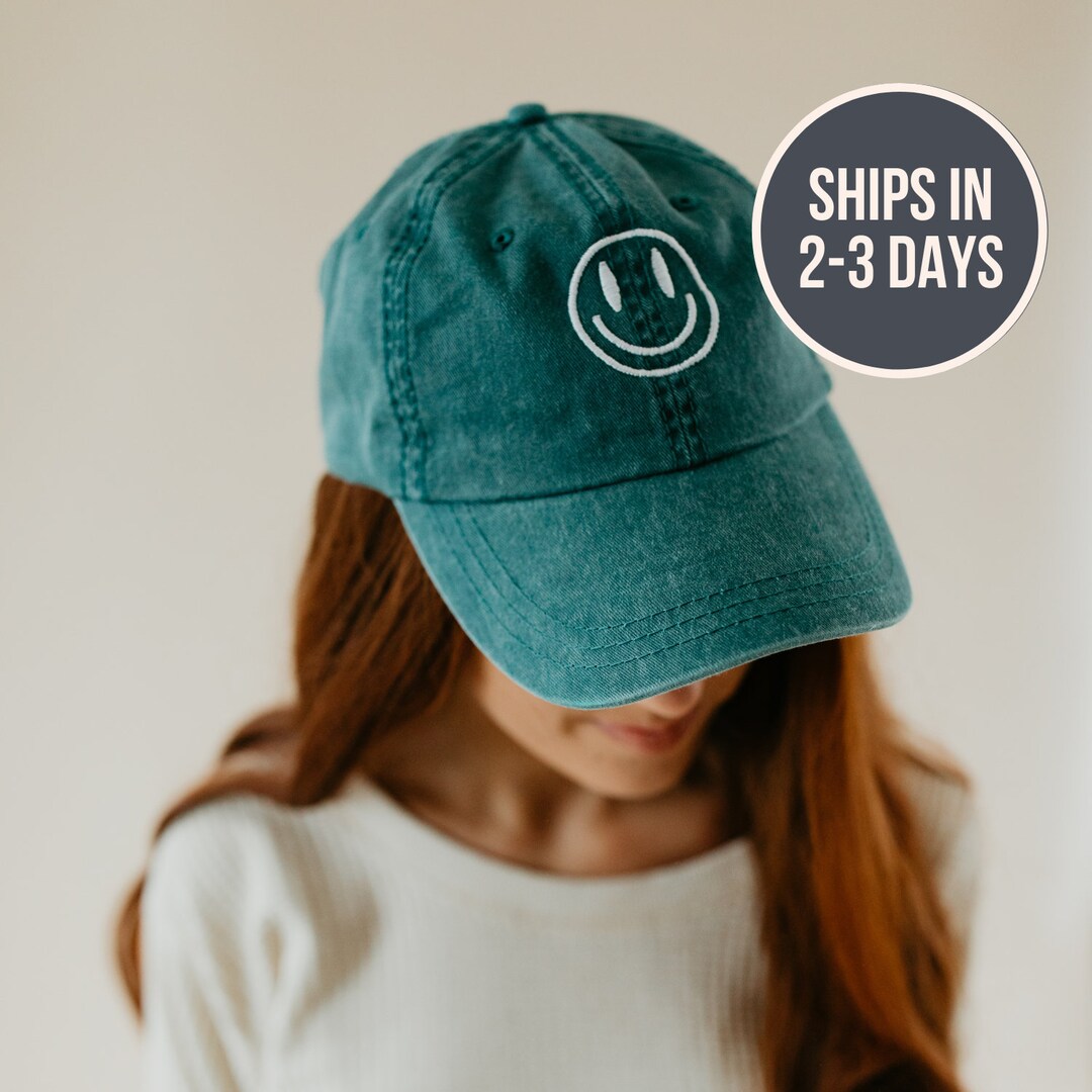 Smiley Face Embroidered Hat Happy Face Hat 90s Baseball Hat - Etsy