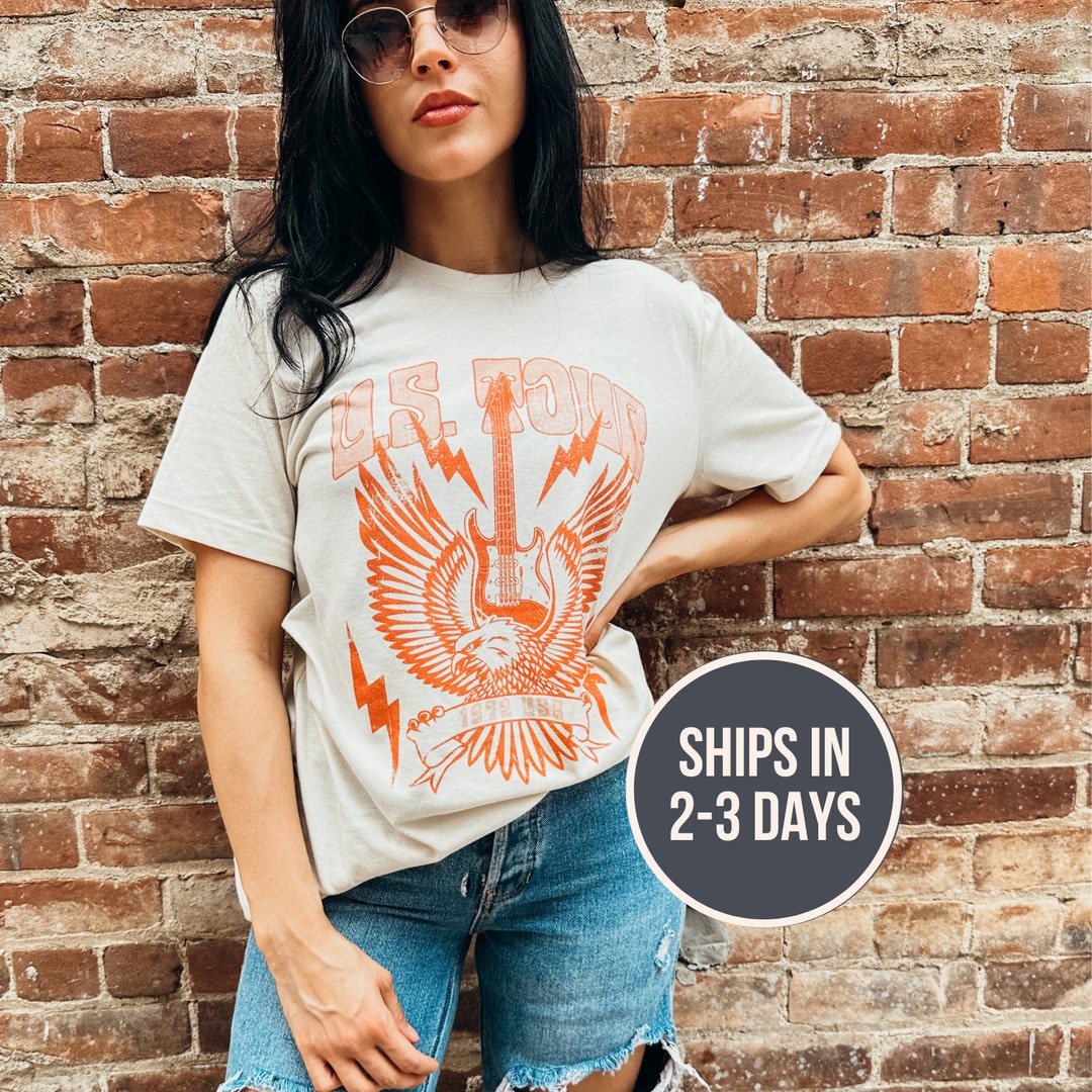 US Tour Rock Tee, Neutral Band Tee, Vintage Band Tee, Band Tee, Trendy ...