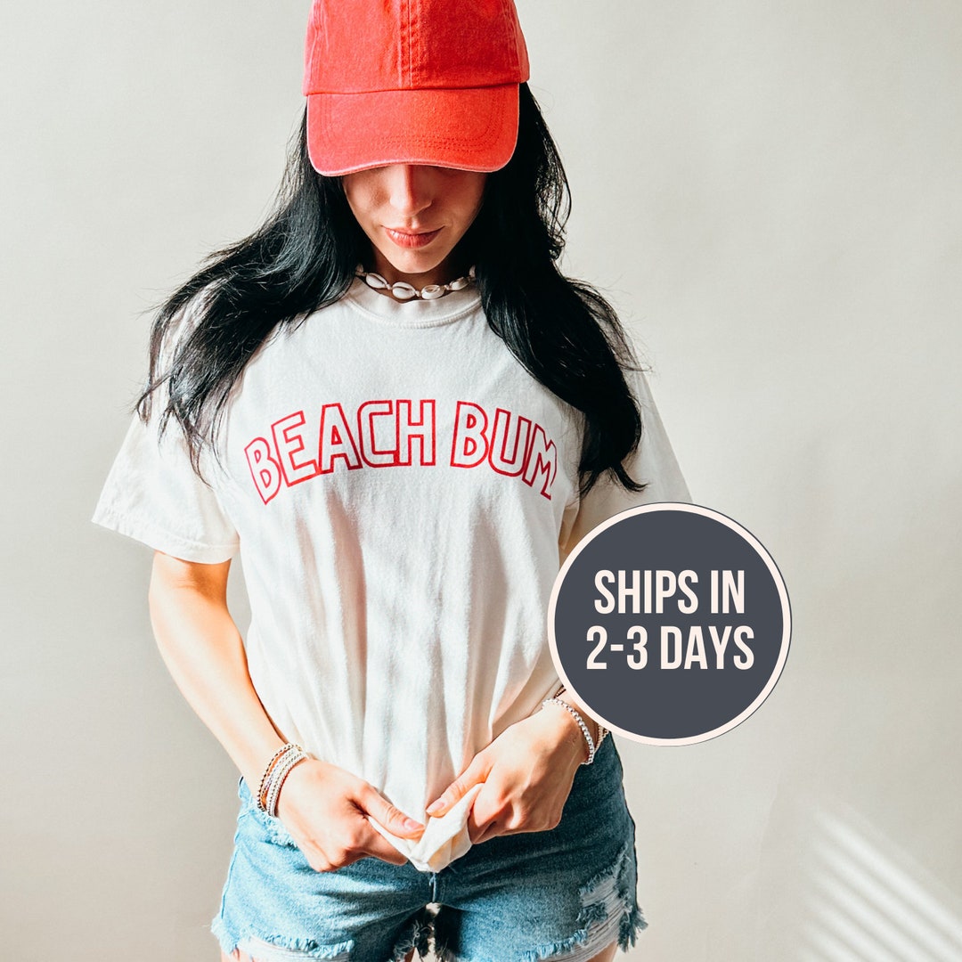 Beach Bum Tee, Ivory Neutral Beach Tee, Neon Tee for Summer, Beach ...