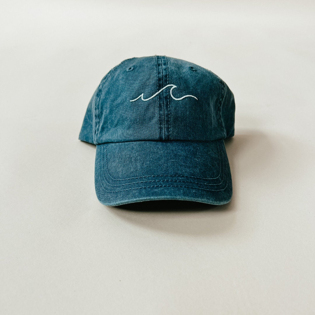 Embroidered Beach Wave Blue White Hat Ocean Wave Blue White | Etsy