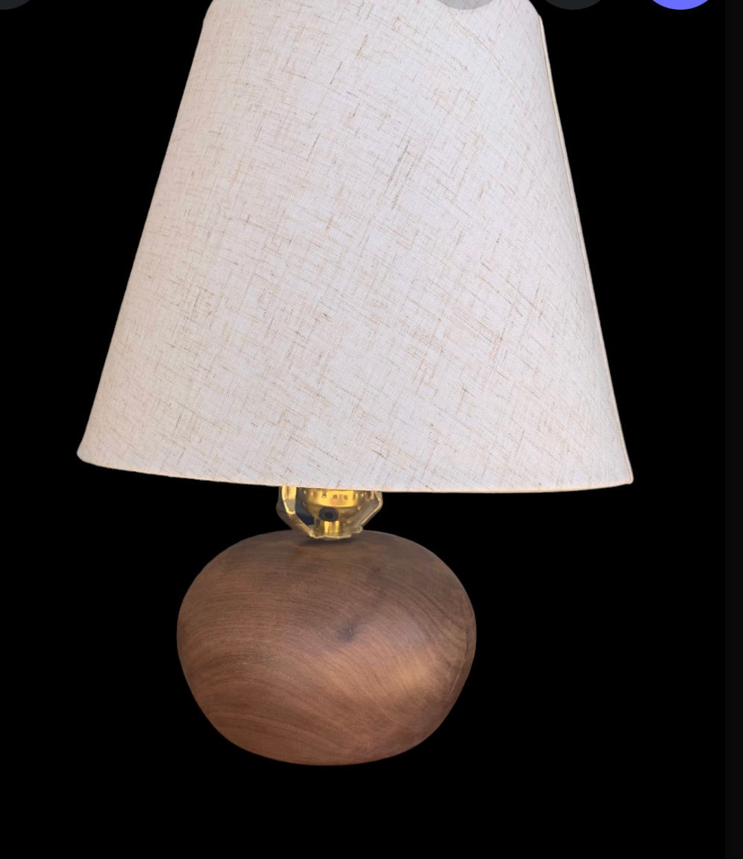 Walnut Hand Turned Lamp Base With Shade. - Etsy