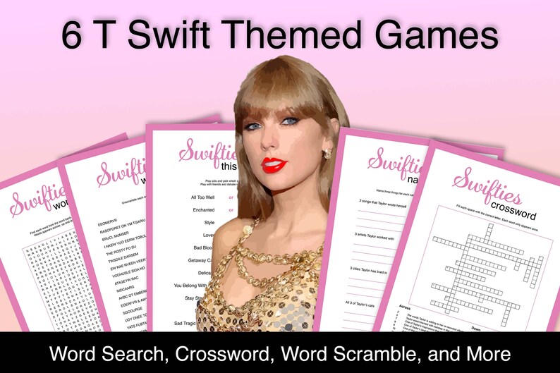 Taylor Swift Party Games: Word Search, Crossword, and More PDF - Etsy