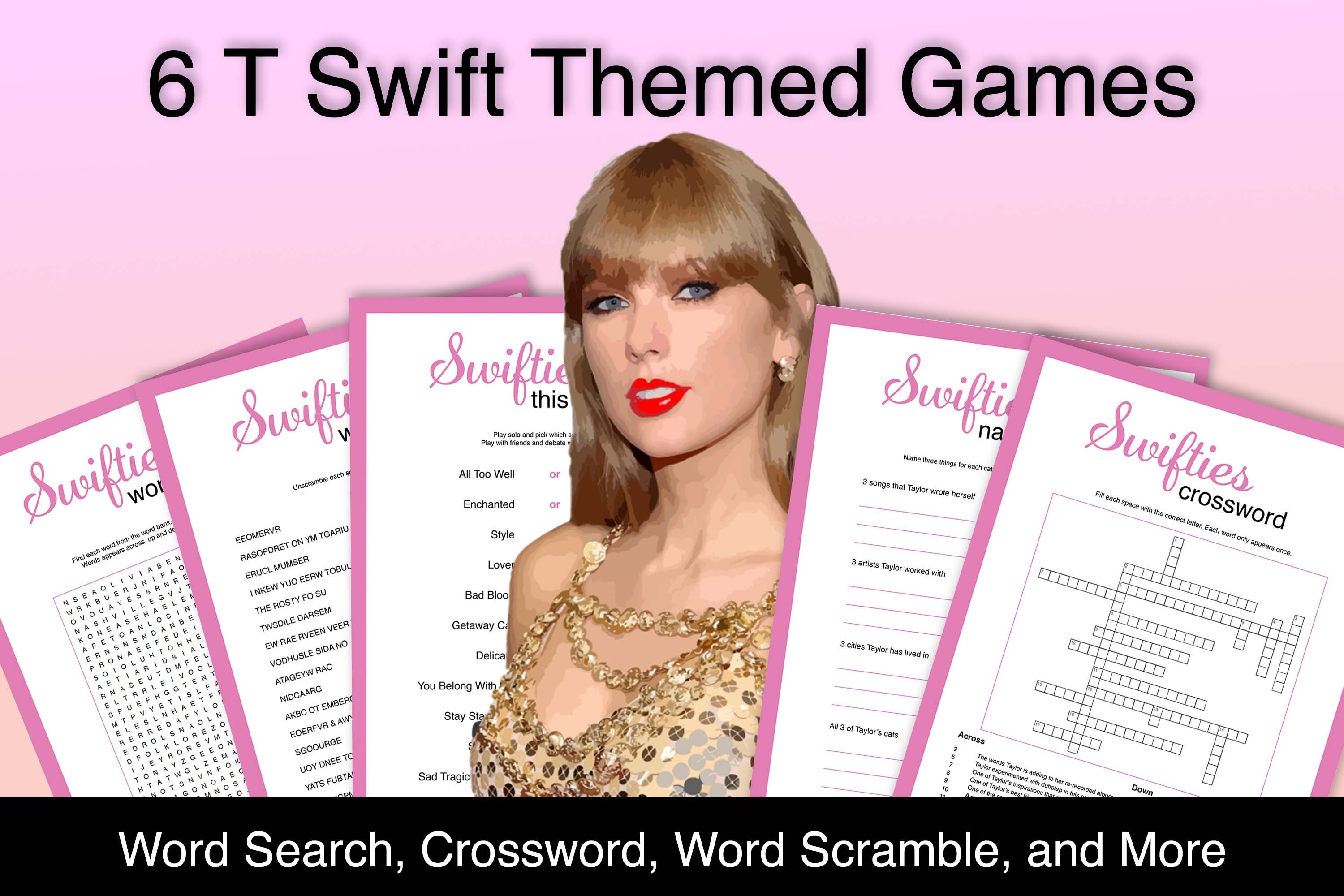 Taylor Swift Party Games: Word Search, Crossword, and More PDF - Etsy ...