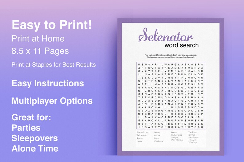 Selena Gomez Party Games: Word Scramble and Categories - Etsy