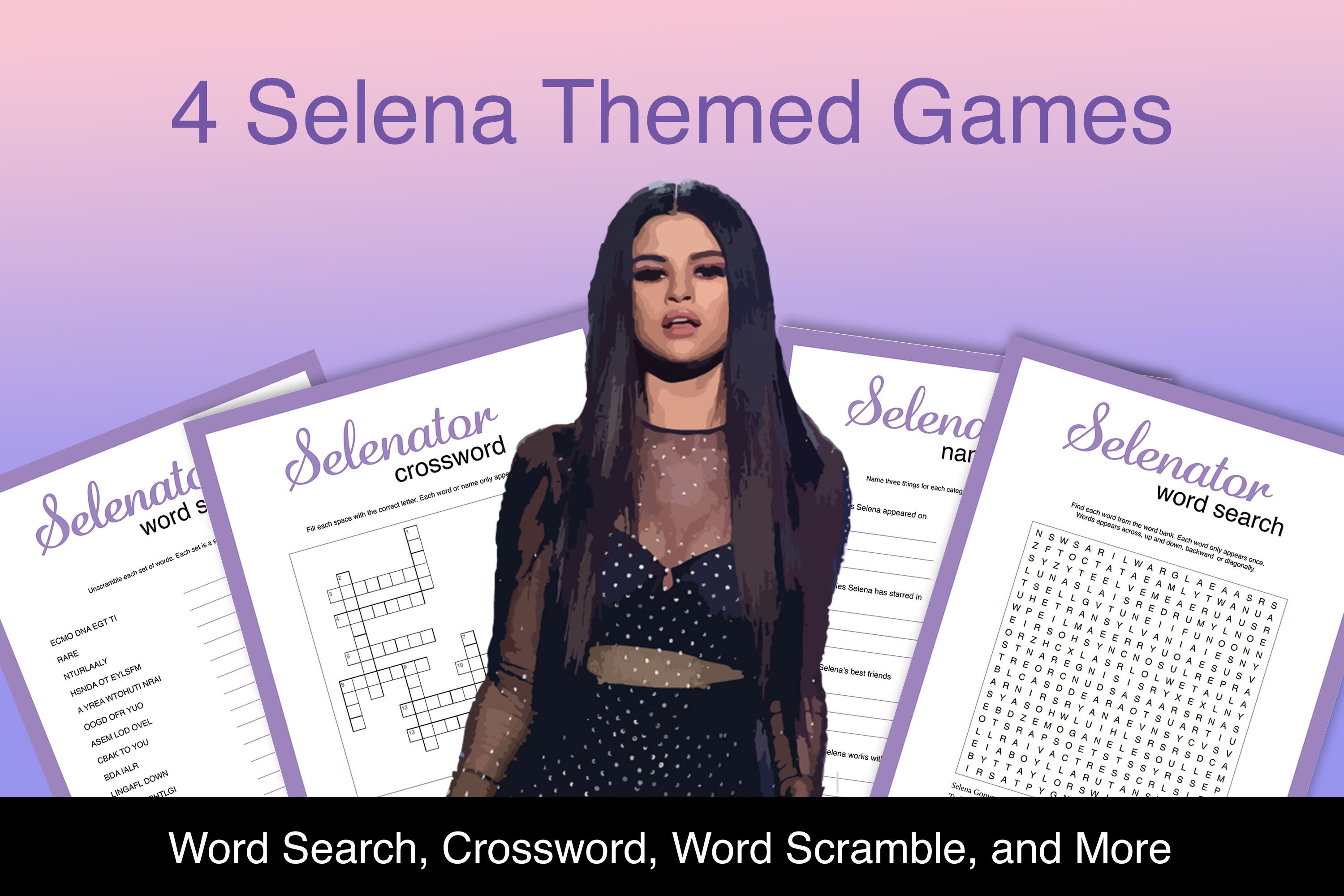 Selena Gomez Party Games: Word Scramble and Categories - Etsy