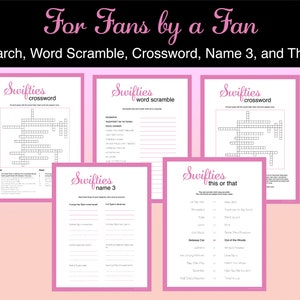 Taylor Swift Party Games: Word Search Crossword and More PDF - Etsy