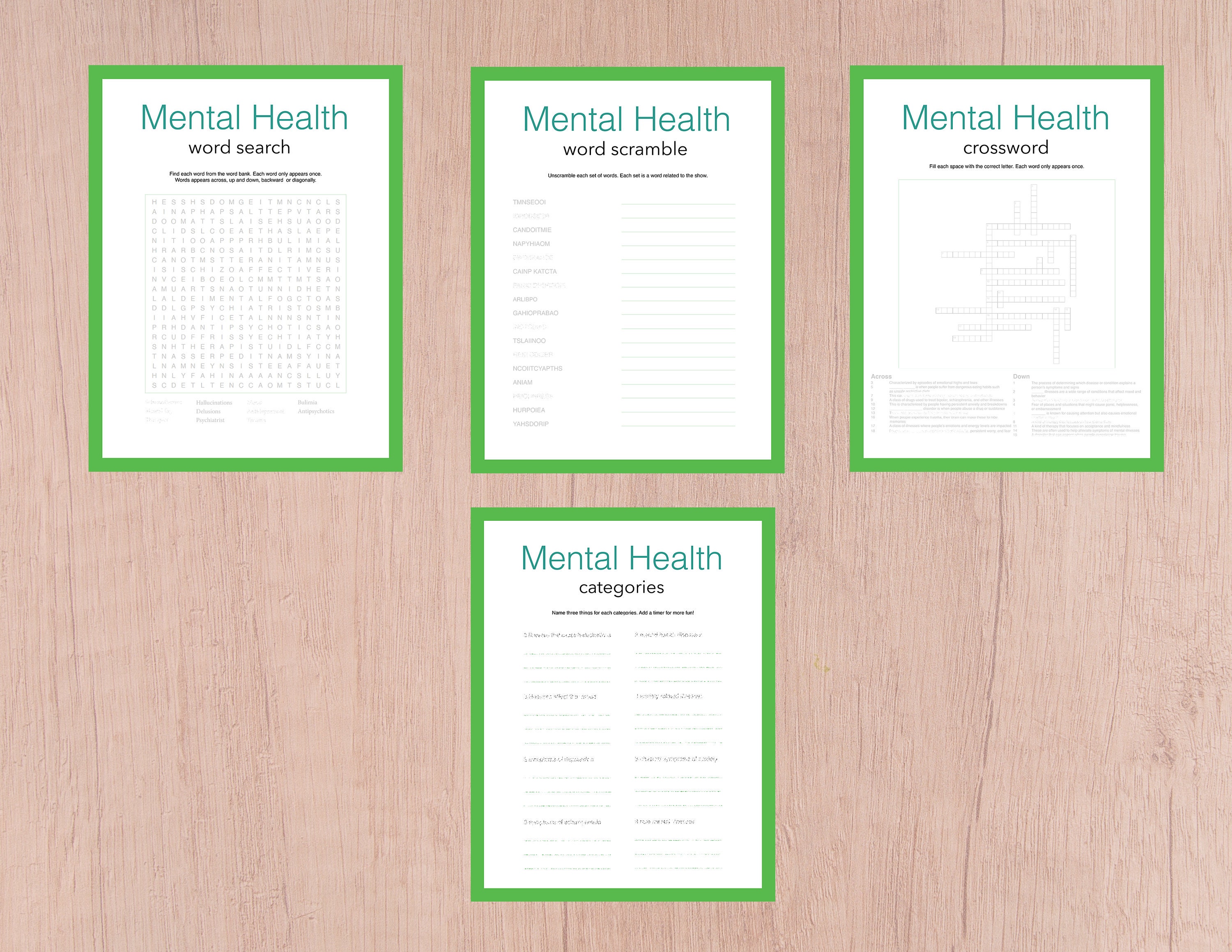 Mental Health Themed Word Search Crossword and More - Etsy