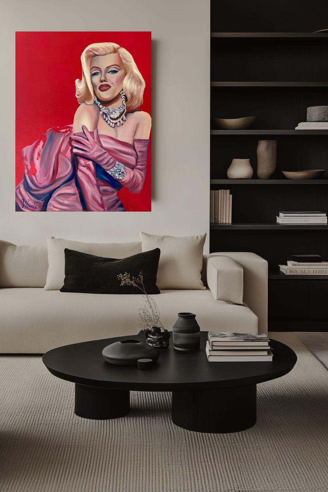 Marilyn Monroe – Realistic Oil Painting With Red Metal Foil | Hand ...