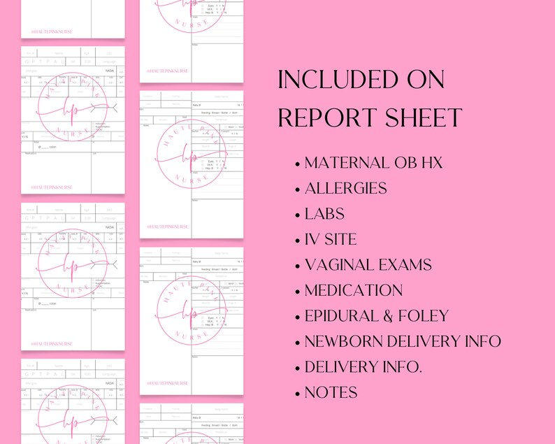 Labor and Delivery Nurse Report Sheet | OB Nurse Report Sheet | Lnd ...