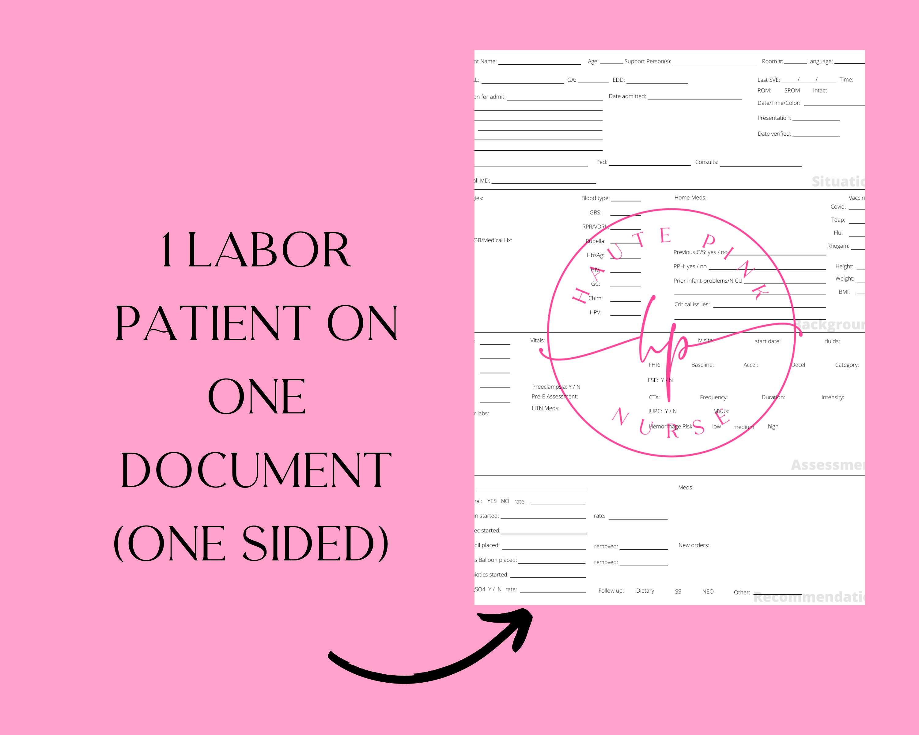 Labor and Delivery Nurse SBAR Report Sheet | OB Nurse Report Sheet ...