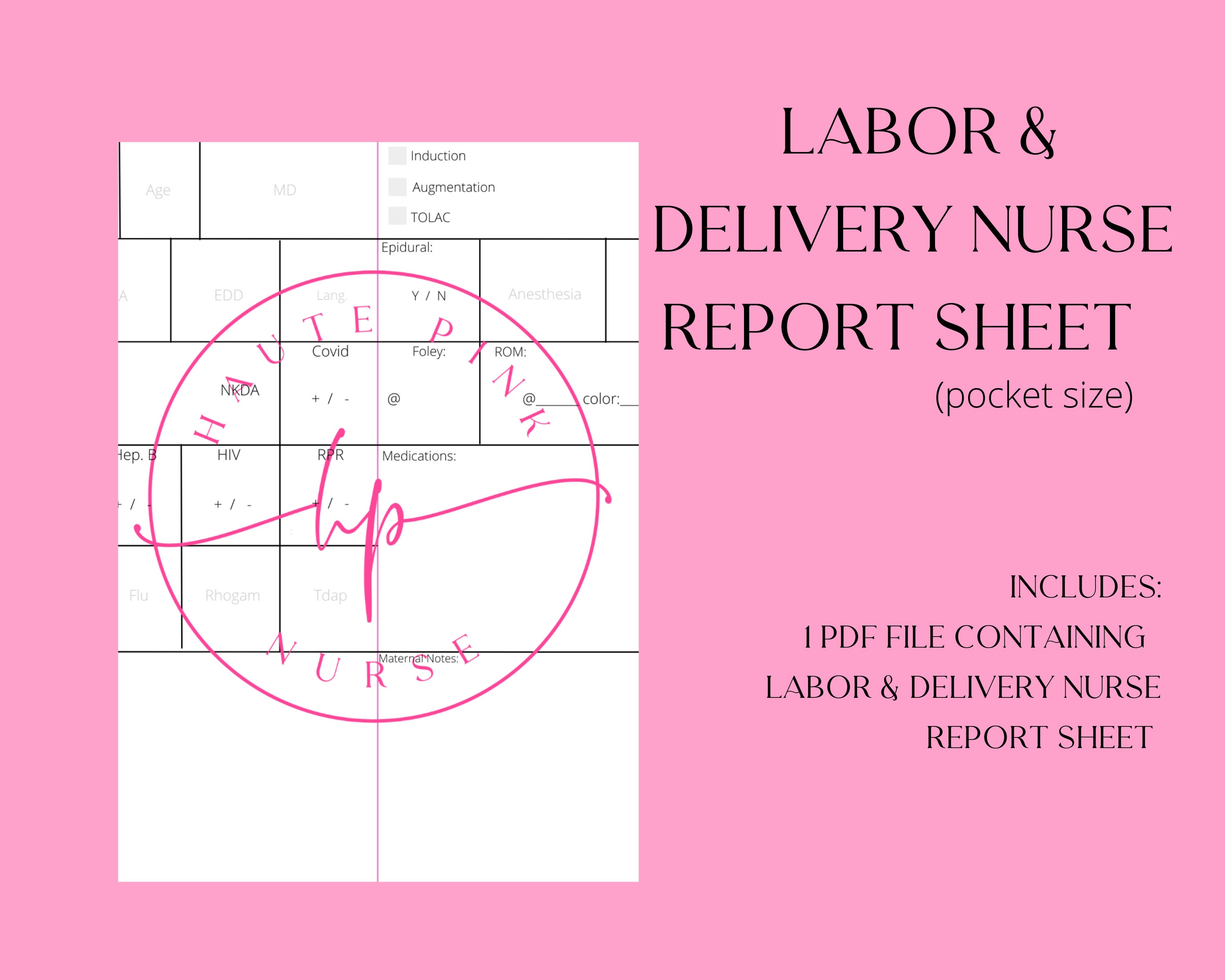 Labor & Delivery Nurse Report Sheet | OB Nurse Report Sheet | Lnd Nurse ...
