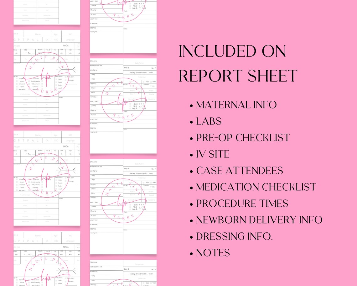 Cesarean Section Report Sheet | Circulating OB Nurse | OB Nurse | Lnd ...