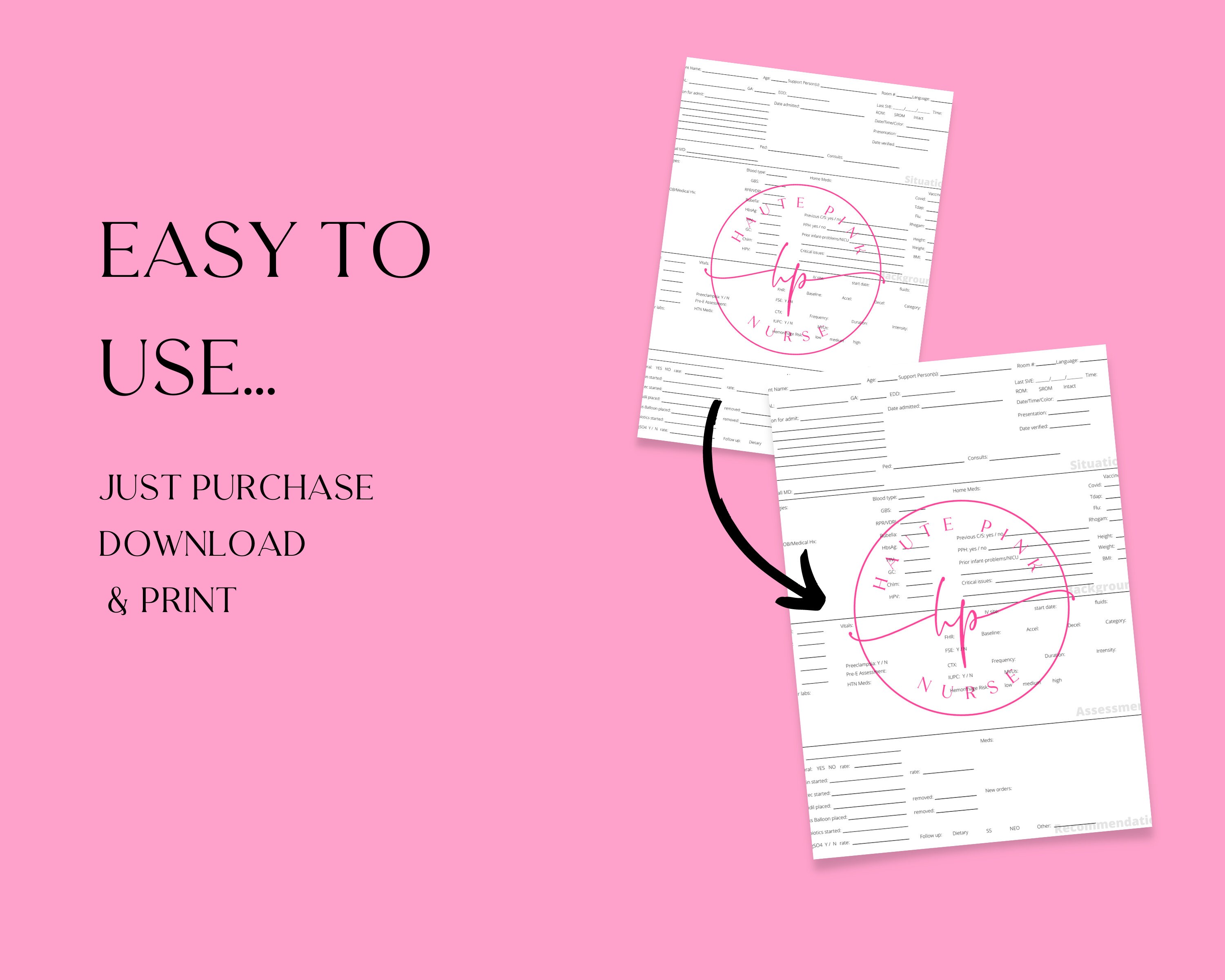 Labor and Delivery Nurse SBAR Report Sheet | OB Nurse Report Sheet ...