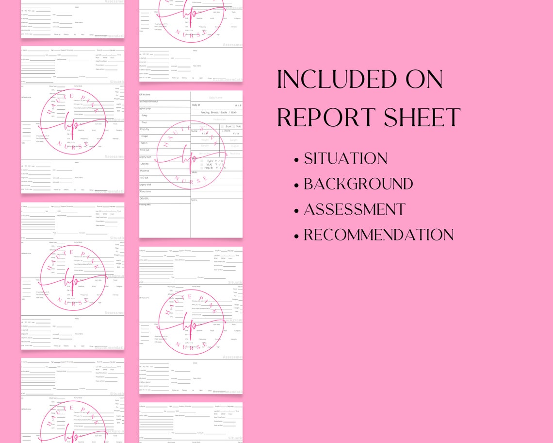 Labor and Delivery Nurse SBAR Report Sheet | OB Nurse Report Sheet ...