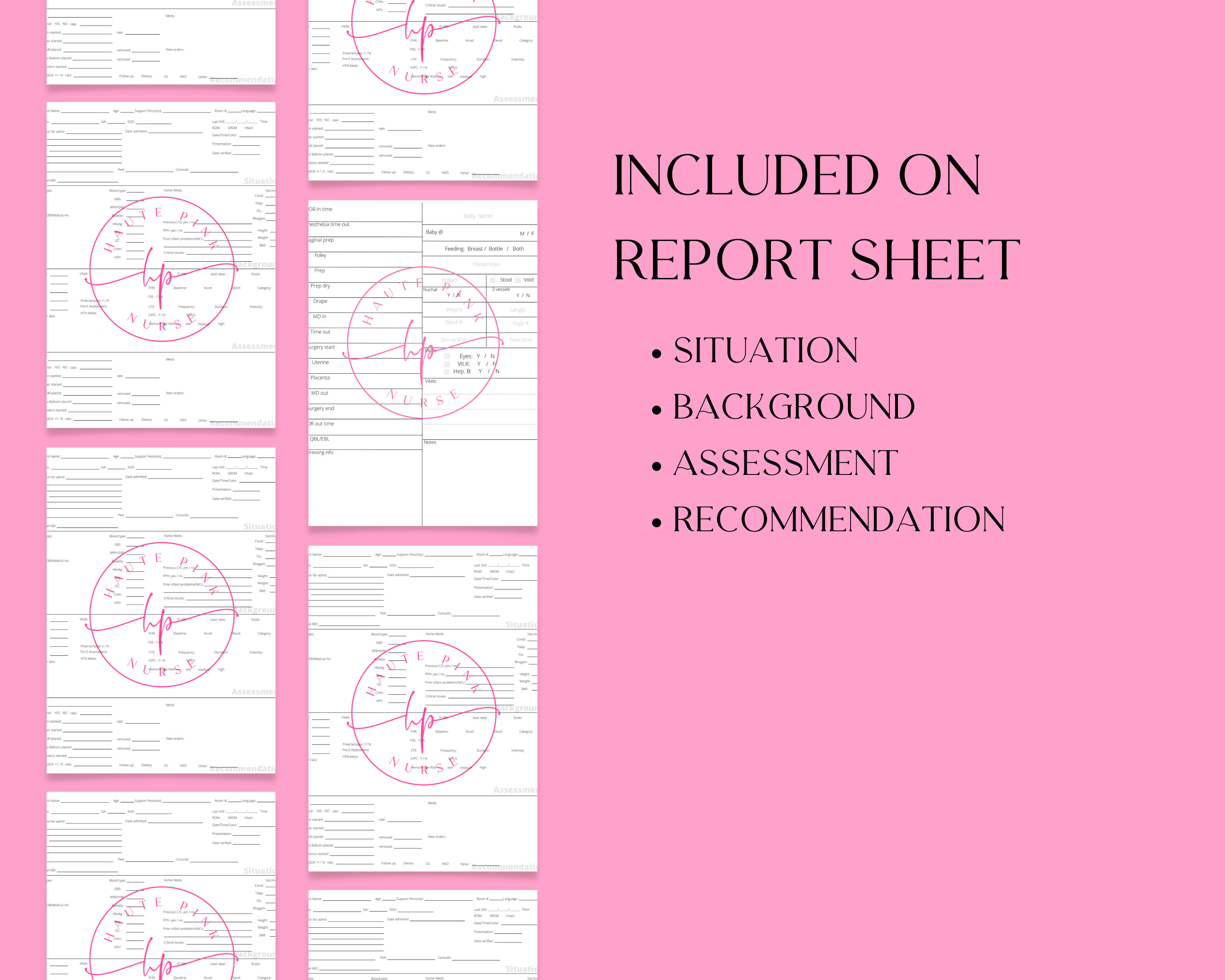 Labor and Delivery Nurse SBAR Report Sheet | OB Nurse Report Sheet ...