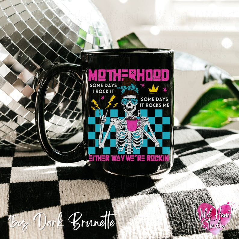 CUSTOM Pop Punk Rockin Motherhood Mug | Elder Emo Mug Mom Skeleton ...