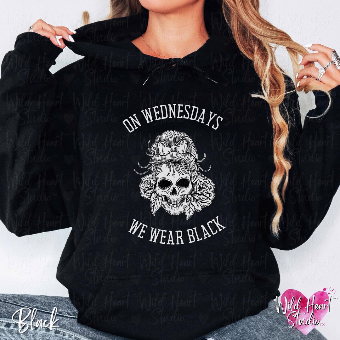 On Wednesdays We Wear Black Hoodie | Spooky Babe Preppy Goth Rocker ...