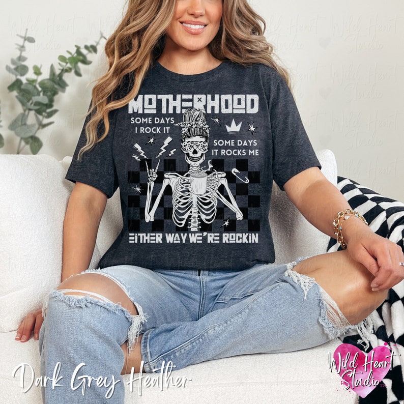 Rockin Motherhood Rocker Mama Shirt | Elder Emo Mom Skeleton Tshirt ...